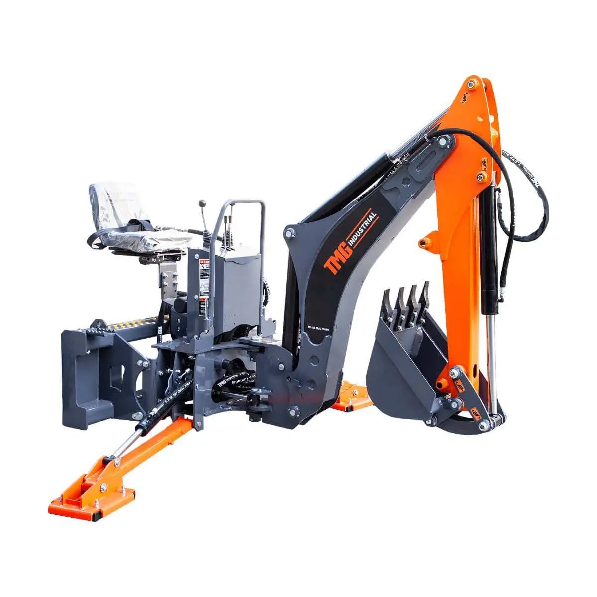 TMG 2740 mm Skid Steer Backhoe Attachment, Universal Mount, 180° Boom ...