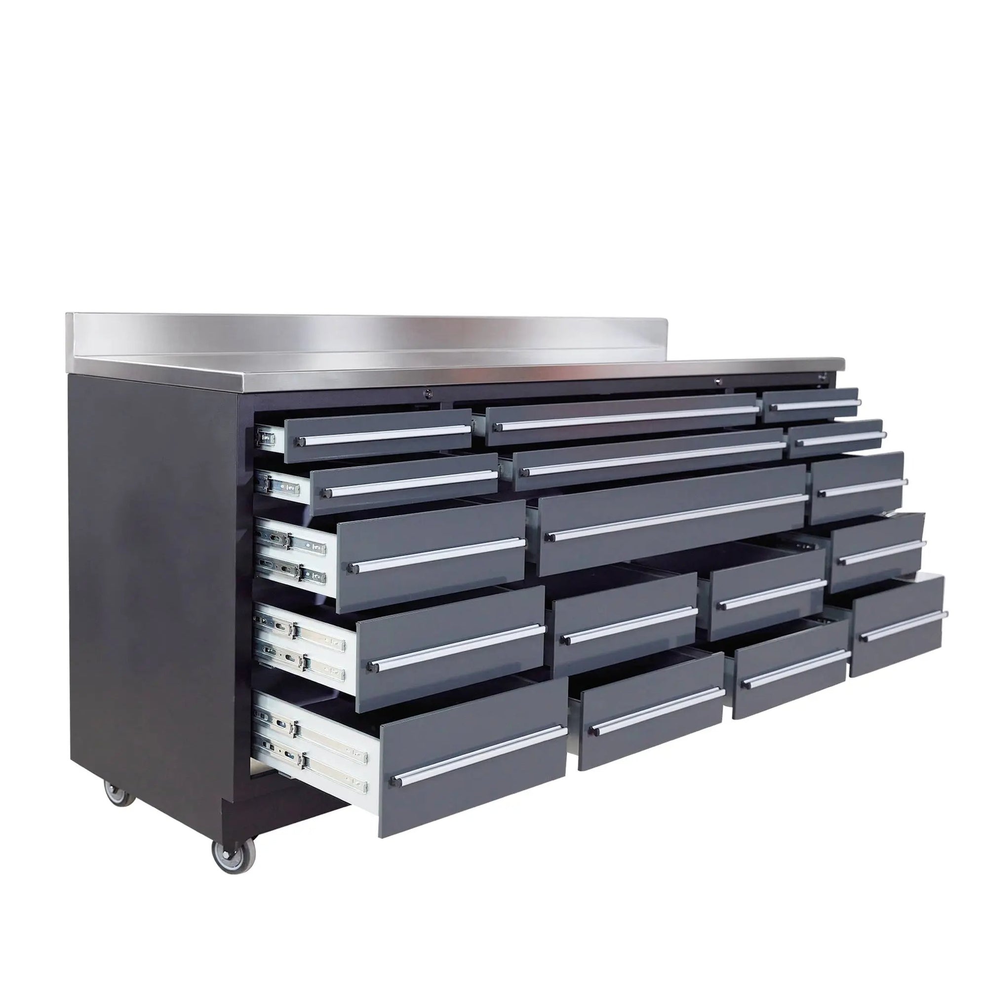 TMG 2.2m Workbench with Stainless Steel Benchtop and 17 Drawers – TMG ...